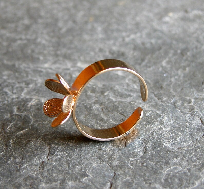 Flower Girl Ring Gift for Her Adjustable Ring Gold Flower - Etsy