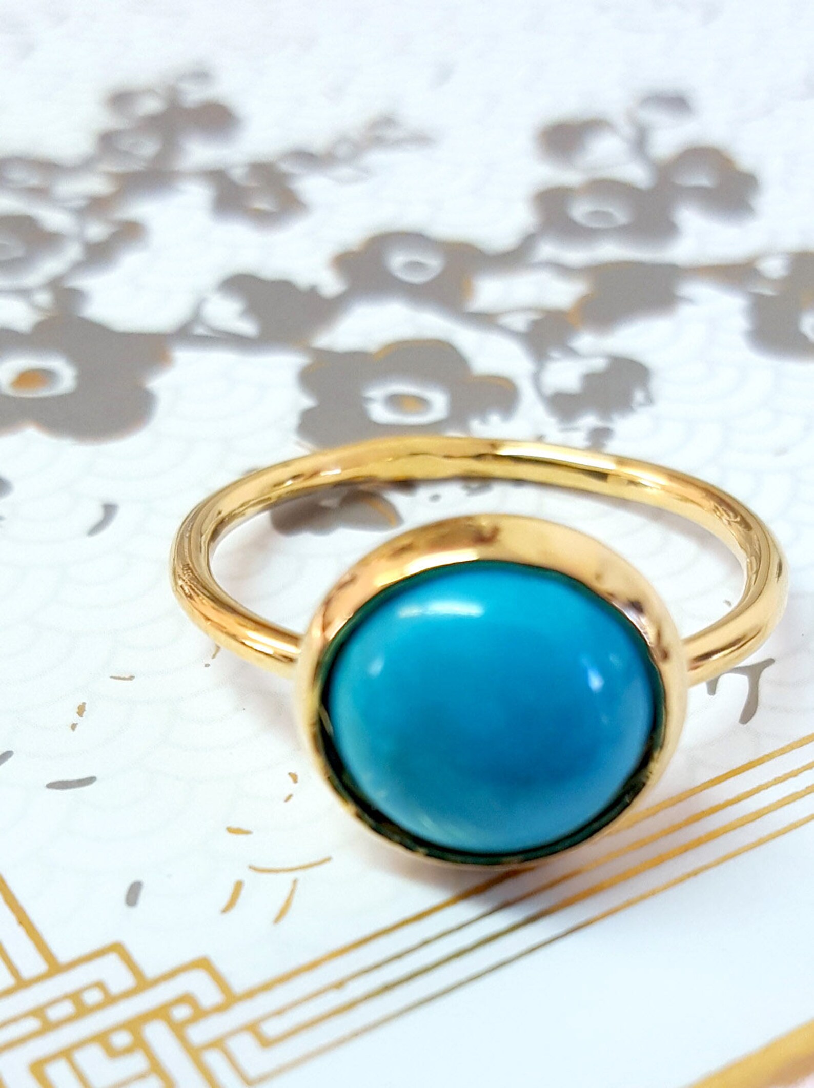 Turquoise Ring, Gold Turquoise Ring, Stone Ring, December Birthstone ...