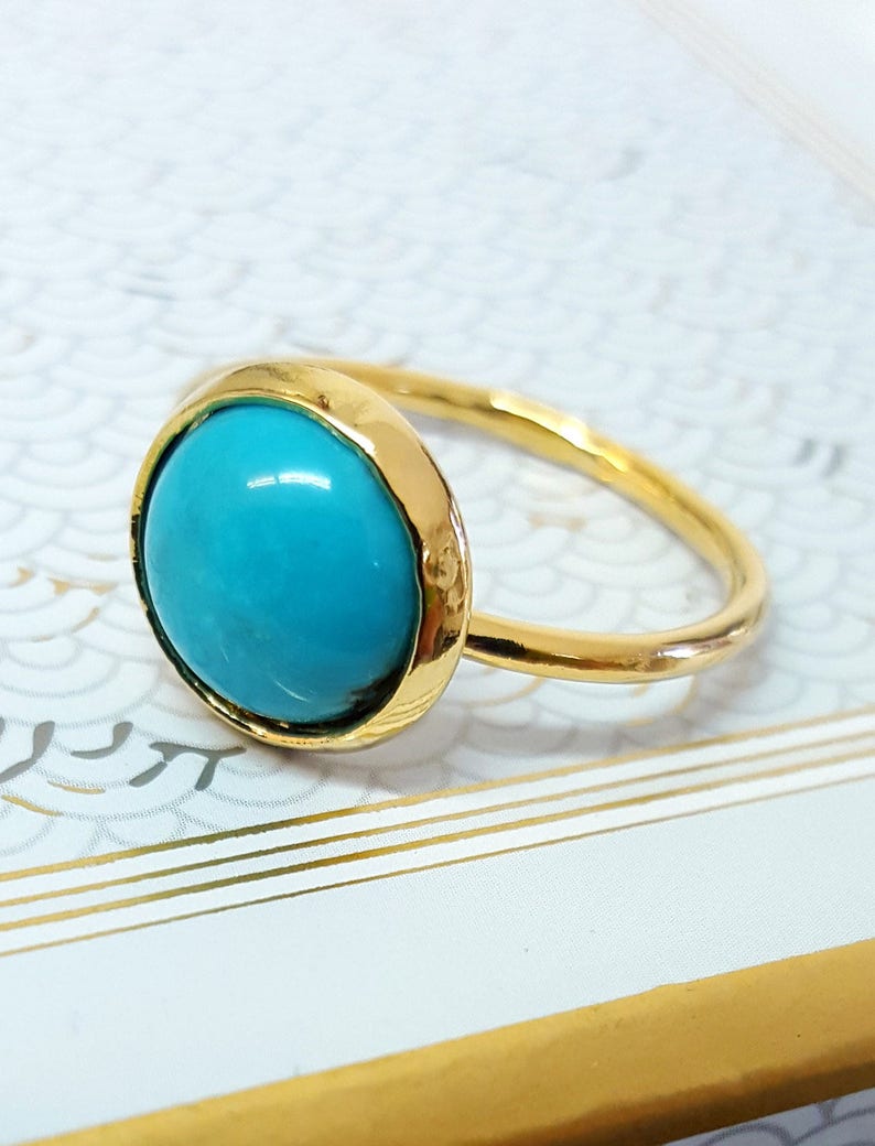 Turquoise Ring, Gold Turquoise Ring, Stone Ring, December Birthstone ...