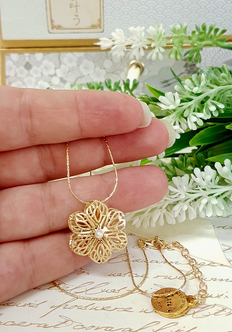 Flower Necklace Gold Flower Necklace Gold Necklace Dainty | Etsy