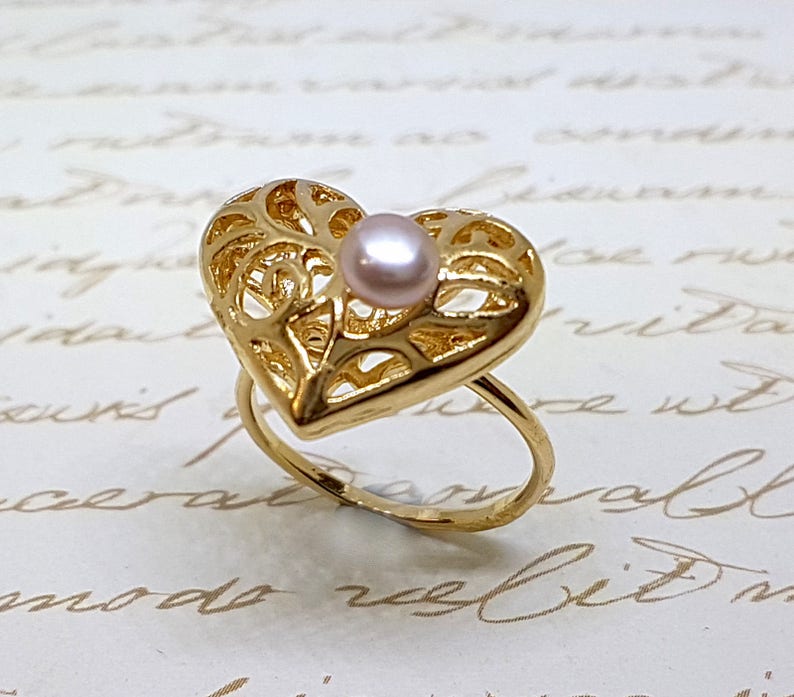 Valentine's Day Gold Heart Ring Gold Heart Ring Heart - Etsy