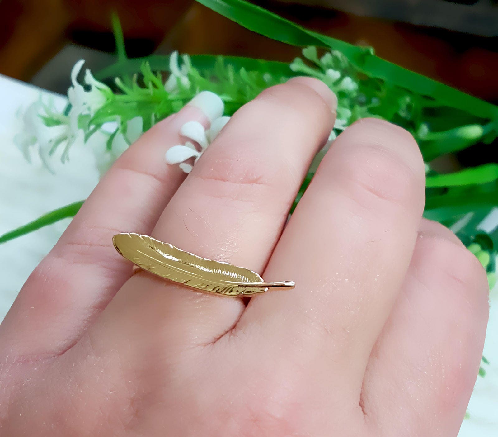 Feather Ring Gold Feather Ring Gold Midi Ring Bohemian | Etsy