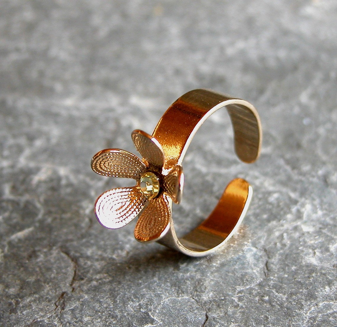 Flower Girl Ring Gift for Her Adjustable Ring Gold Flower - Etsy