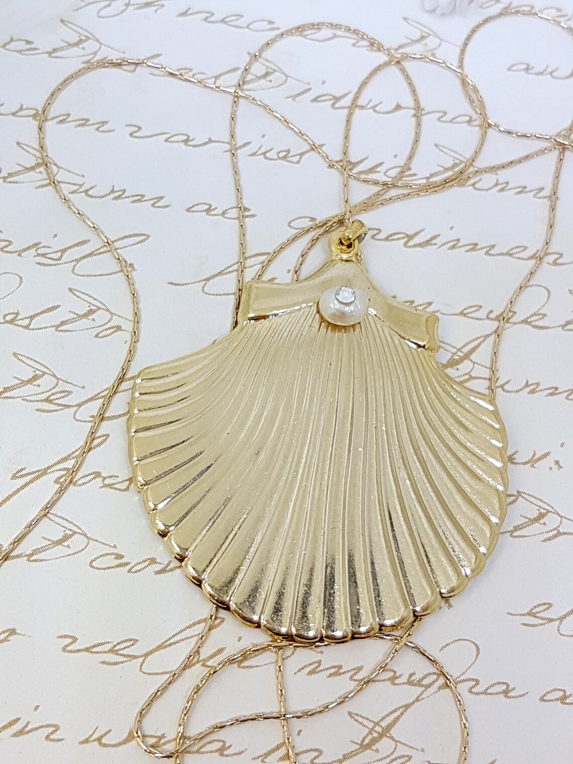Women's Gift Sea Shell Necklace Gold Sea Shell Long - Etsy Israel