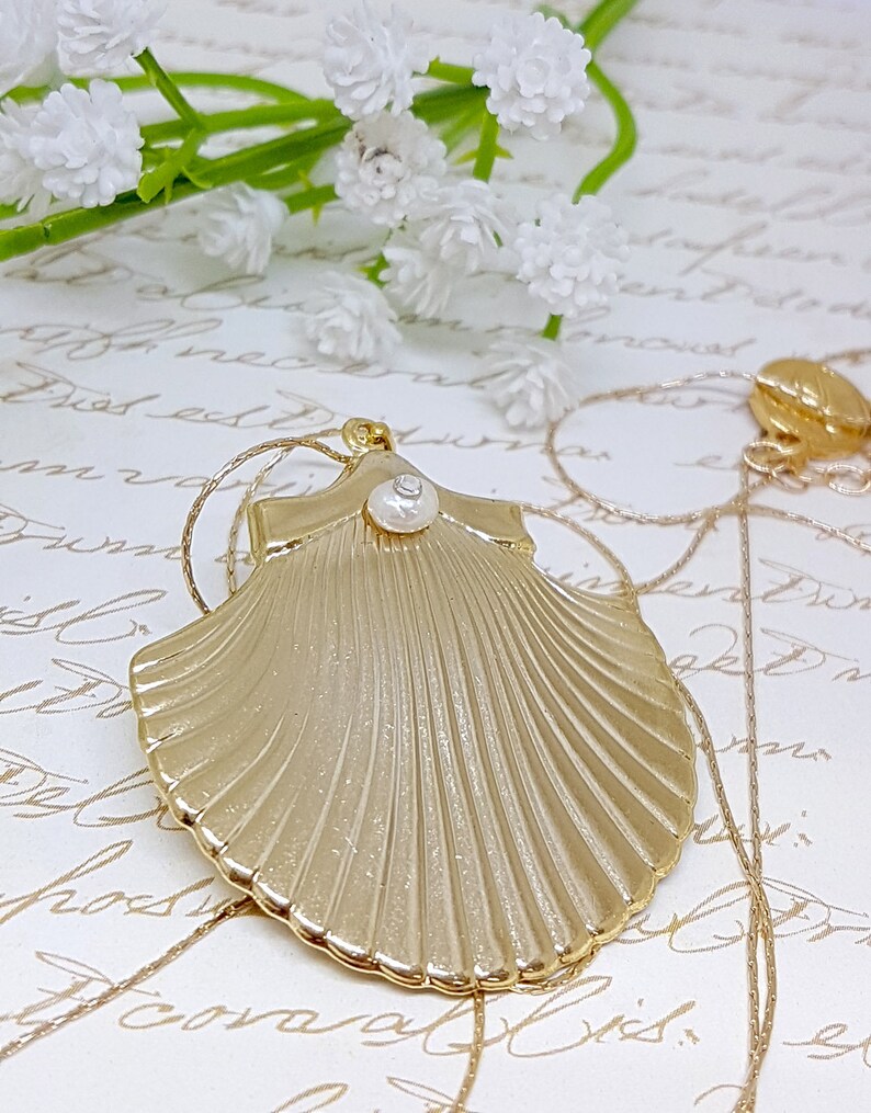 Women's Gift Sea Shell Necklace Gold Sea Shell Long - Etsy Israel