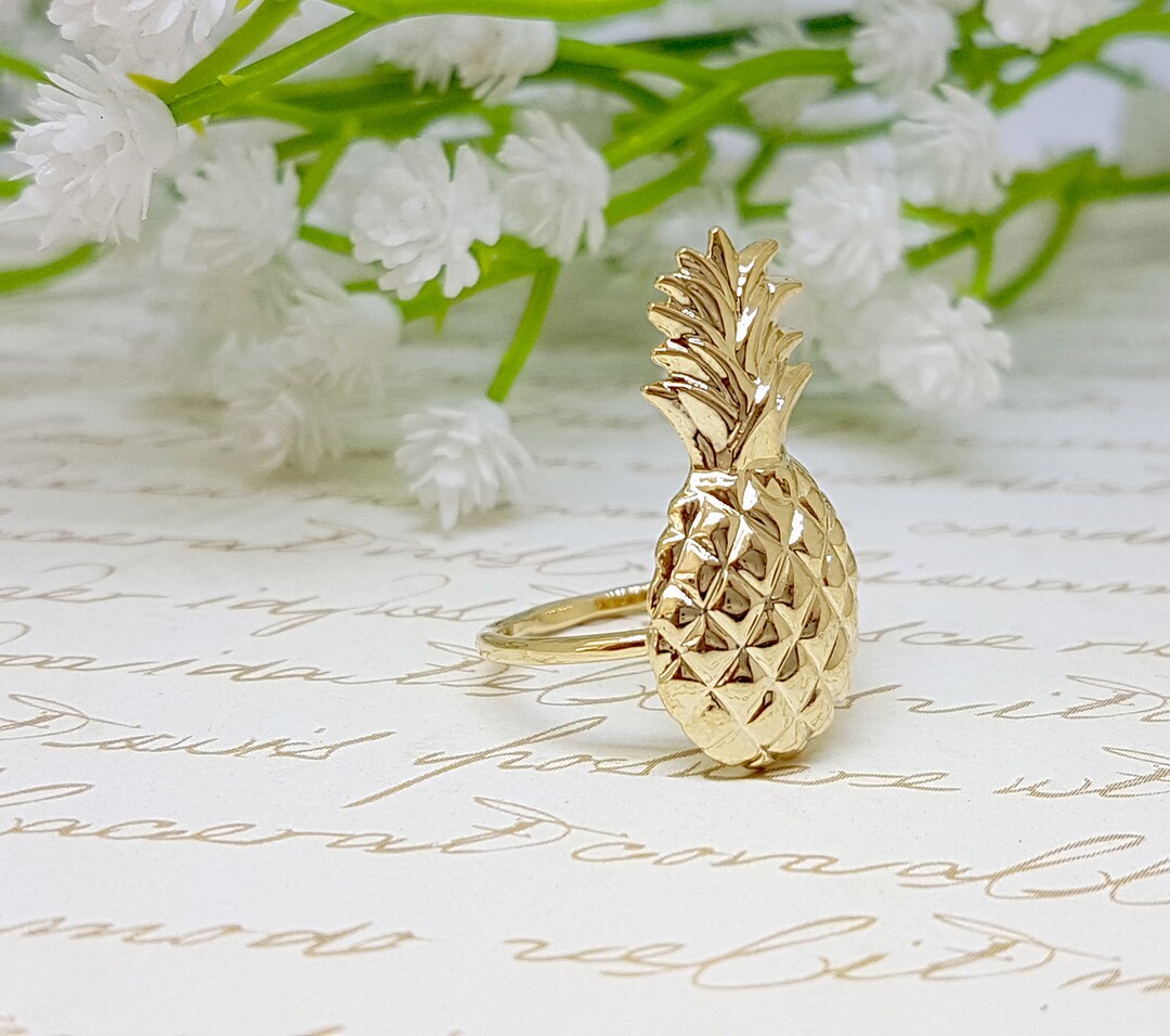 Pineapple Ring, Fruit Jewelry, Pineapple Jewelry, Gold Pineapple Ring ...