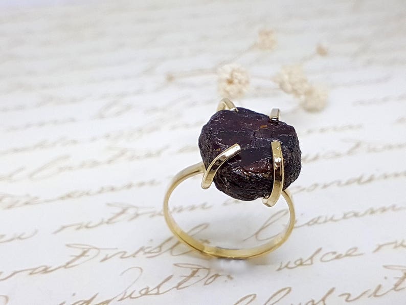 Raw Garnet Ring Raw Stone Ring Gold Ring Gold Gemstone - Etsy