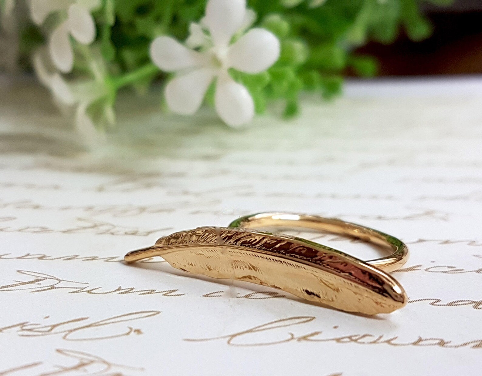 Feather Ring Gold Feather Ring Gold Midi Ring Bohemian | Etsy