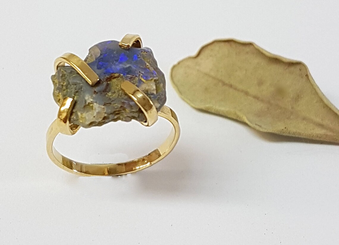 Opal Birthstone Ring Raw Opal Ring October Birthstone Ring | Etsy