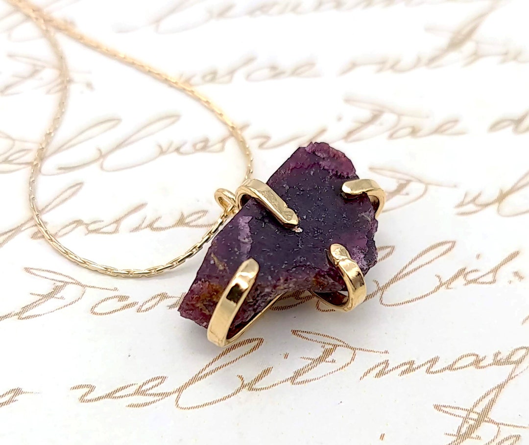 Raw Ruby Gold Necklace, July Birthstone Necklace Freeform Ruby Stone ...