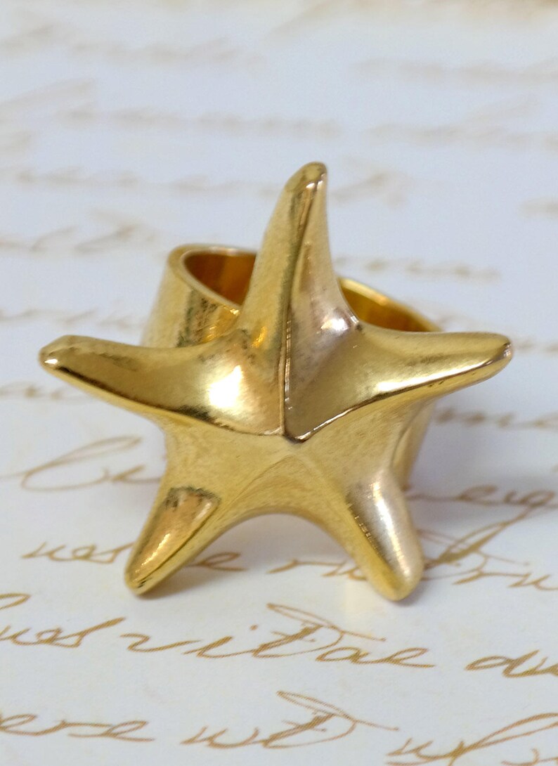 Star Ring, Big Star Ring, Gold Starfish Ring, Starfish Jewelry, Star ...