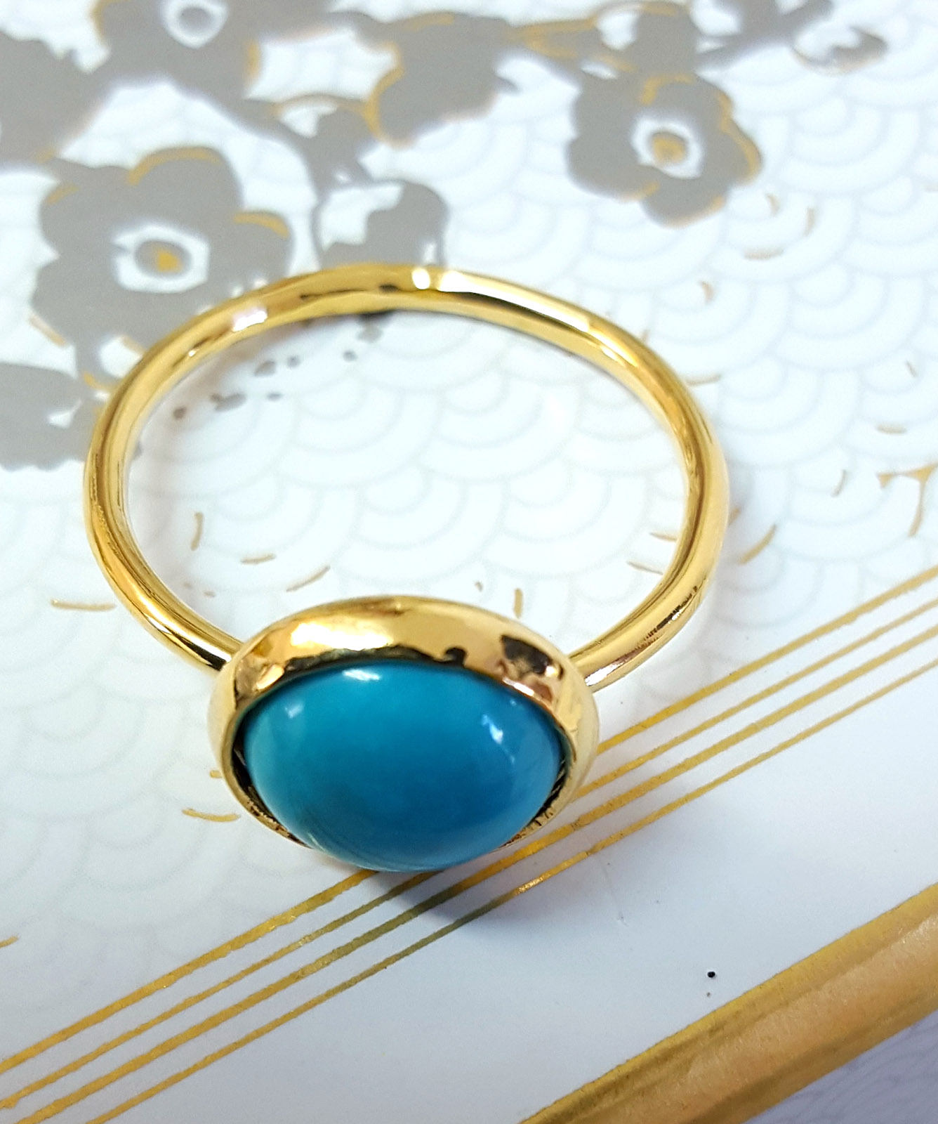 Turquoise Ring, Genuine Turquoise, Gemstone Ring, Birthstone Ring ...