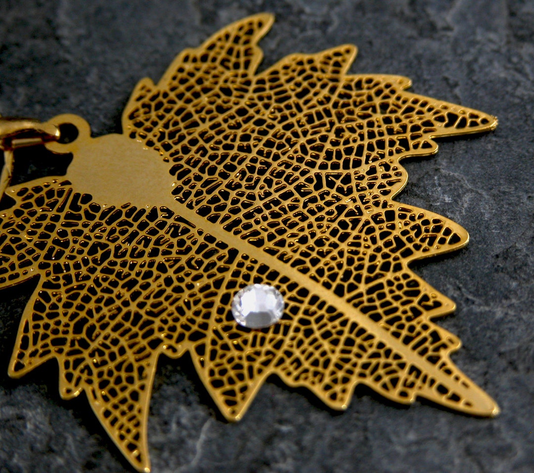 Gold Maple Leaf Jewelry Set, Maple Leaf Earrings, Maple Leaf Necklace ...