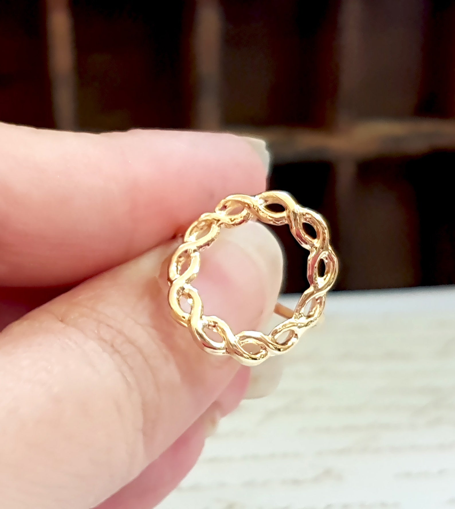 Circle Gold Ring, Open Circle Ring, Minimal Karma Circle Ring, Delicate ...