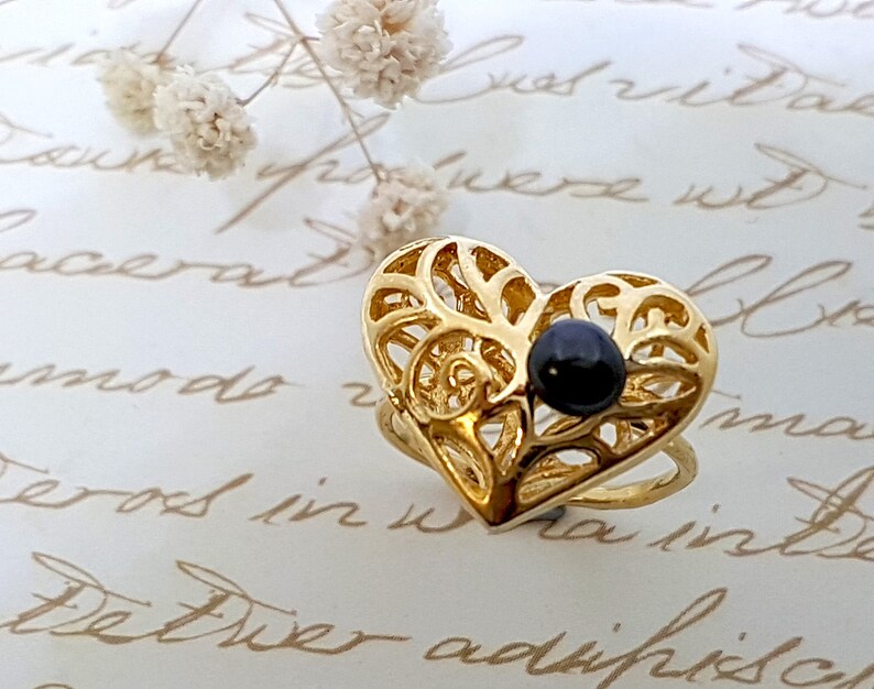 Valentine's Day Gold Heart Ring Gold Heart Ring Heart - Etsy