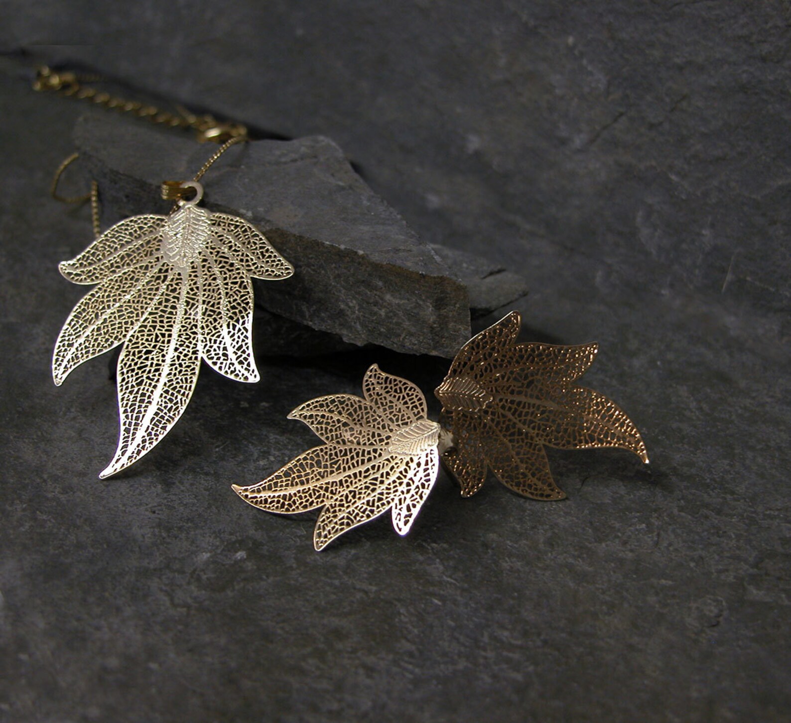 Wedding Jewelry, Women's Gift, Leaf Jewelry Set, Gold Leaf Jewelry Set ...
