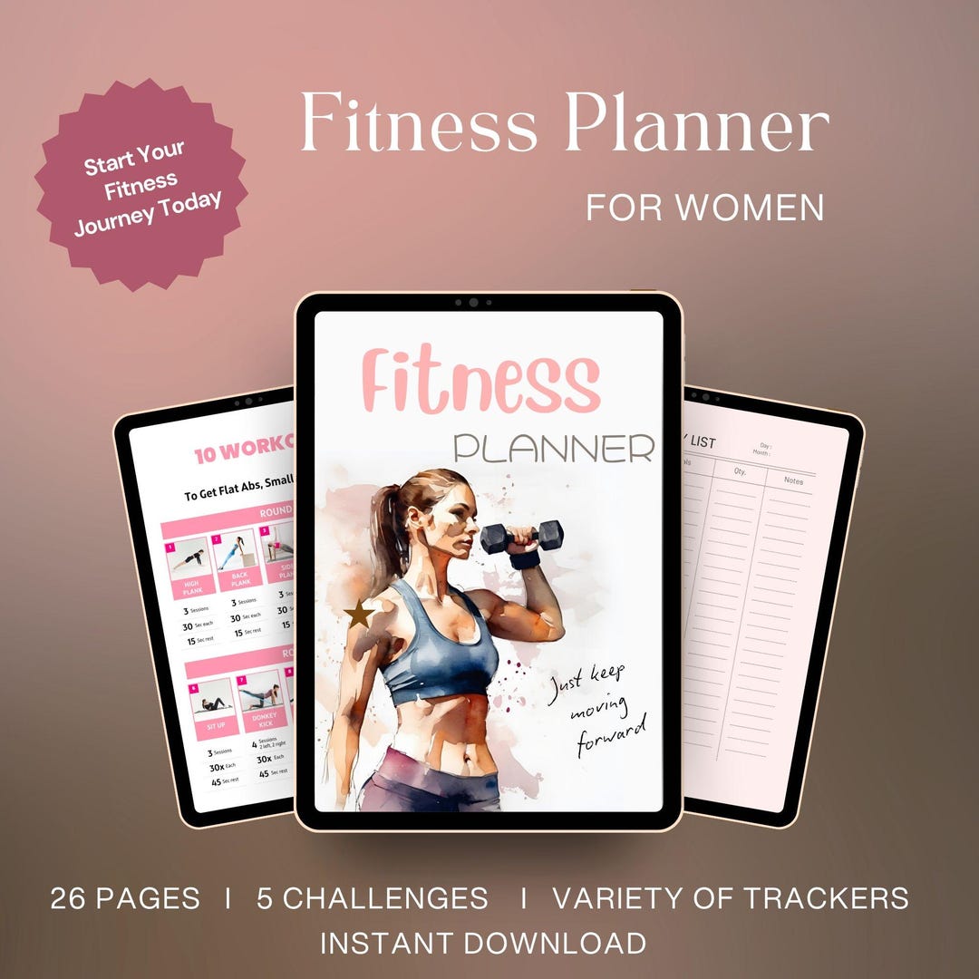 Printable Fitness Planner for Women: Weight Loss & Workout Tracker (PDF ...