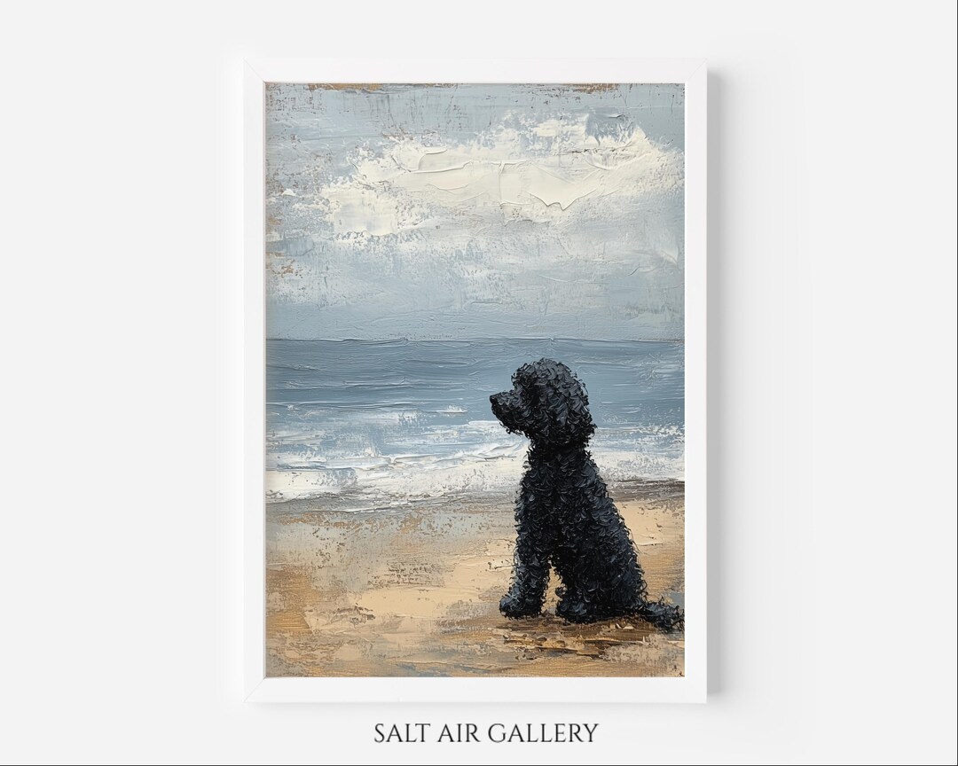 Black Poodle Print in Oil Painting Style Wall Art, Gift Idea for Black ...