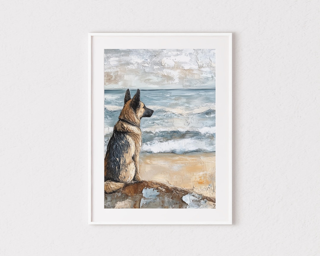 German Shepherd Textured Abstract Wall Art Printable Download, Dog at ...