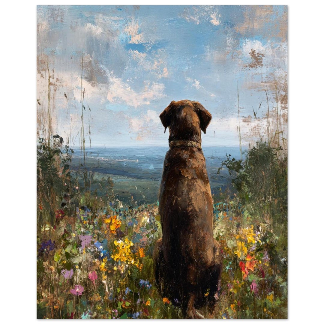 Chocolate Brown Labrador Dog Pet Portrait Poster, Labrador Oil Painting ...