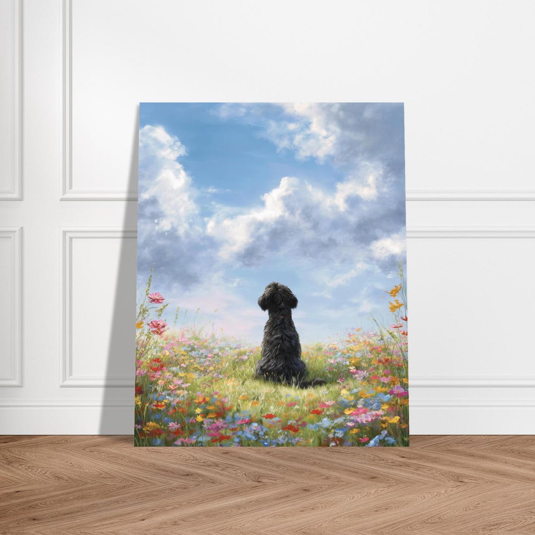 Black Cockapoo Dog Floral Meadow Watercolour Painting Wall Art Print ...