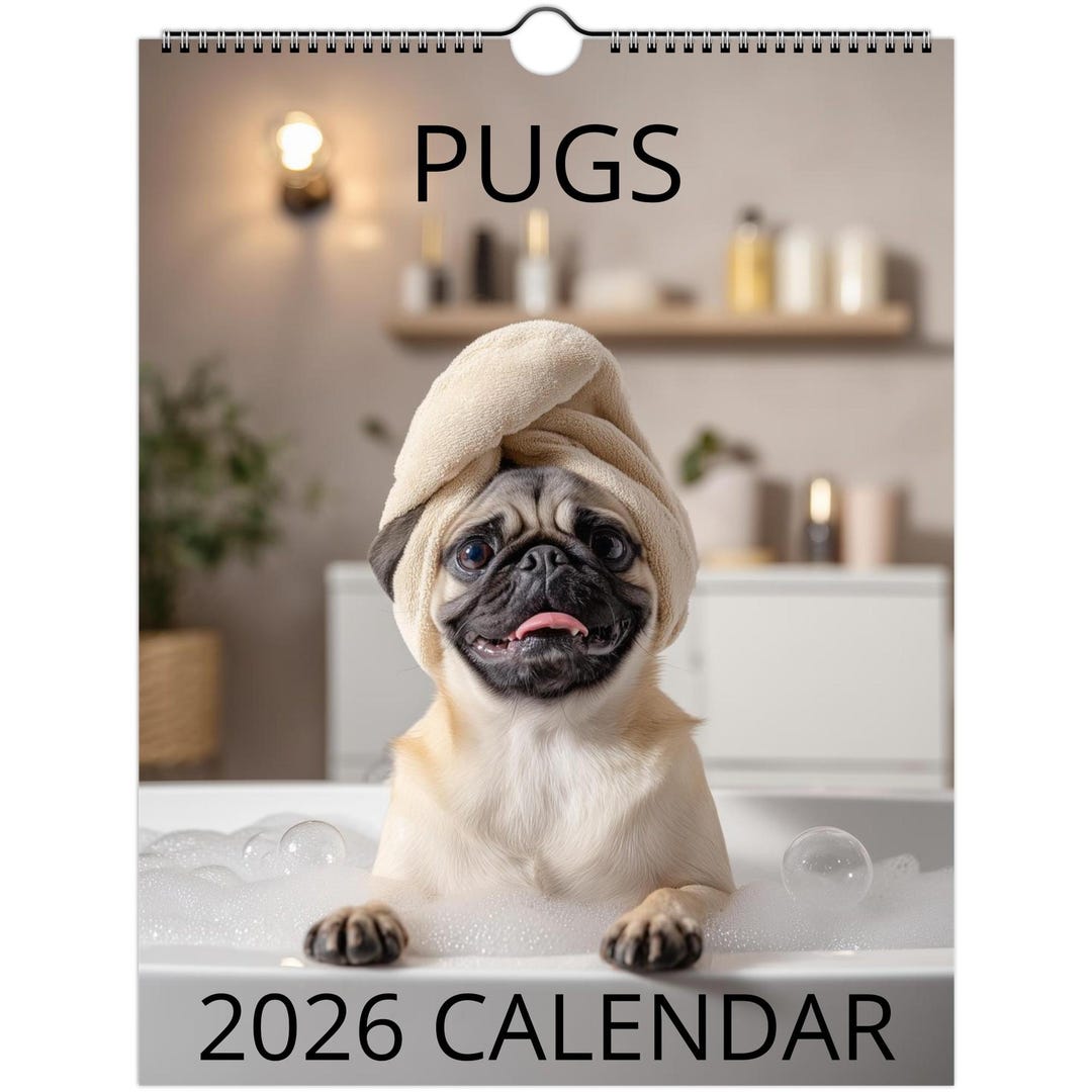 Funny Pug 2026 Dog Calendar, Pug Owner Christmas Gift, Dog Wall Planner ...