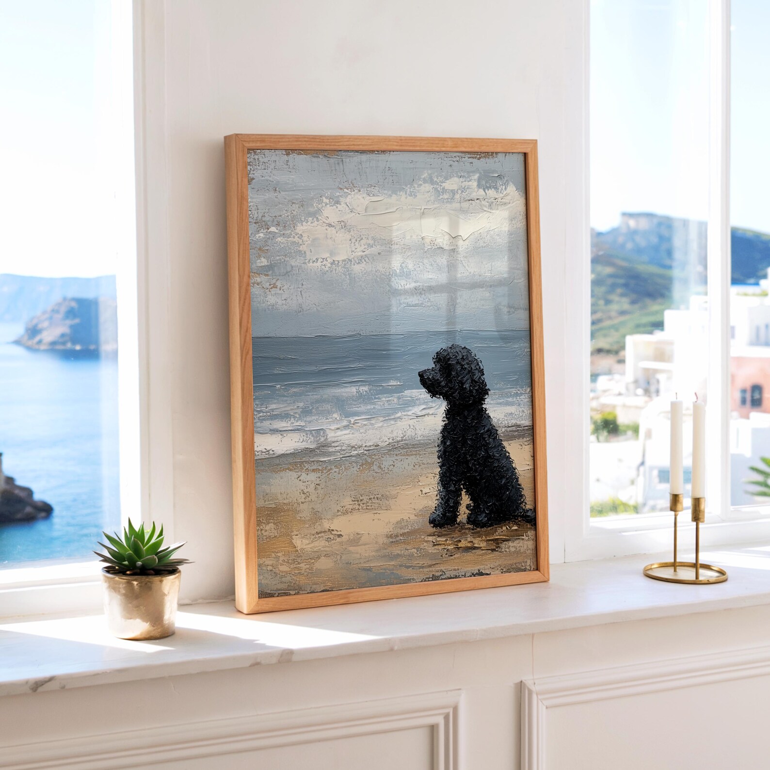 Black Poodle Print in Oil Painting Style Wall Art, Gift Idea for Black ...