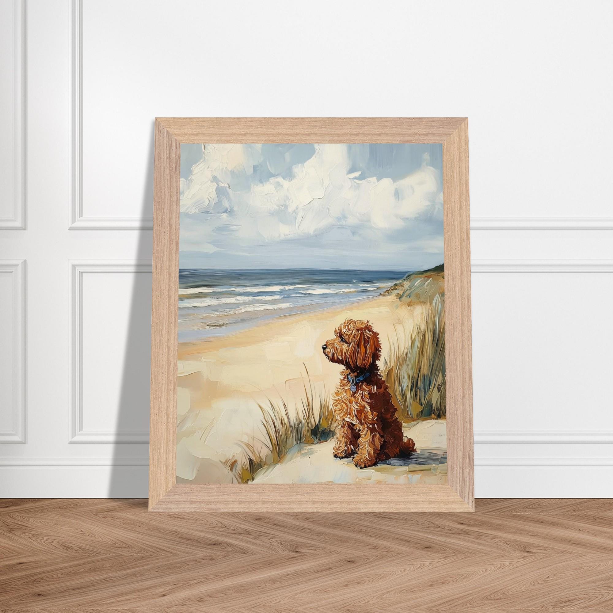 Framed Print Gift for Red Cavapoo Owner: Abstract Beach Dog Framed Oil ...