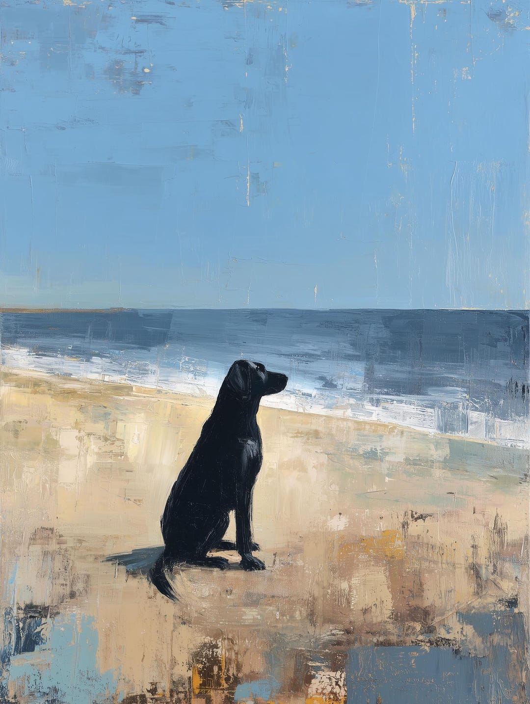 Black Labrador PRINTABLE DOWNLOAD Abstract Wall Art, Dog at Beach ...