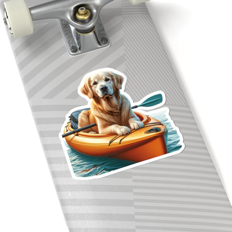 Golden Retriever Kayaking Sticker, Outdoor Adventure Decal, Dog Lover ...