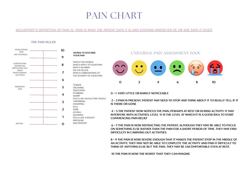 Universal Pain Assessment Tool, Printable Pain Tracker, Instant PDF ...