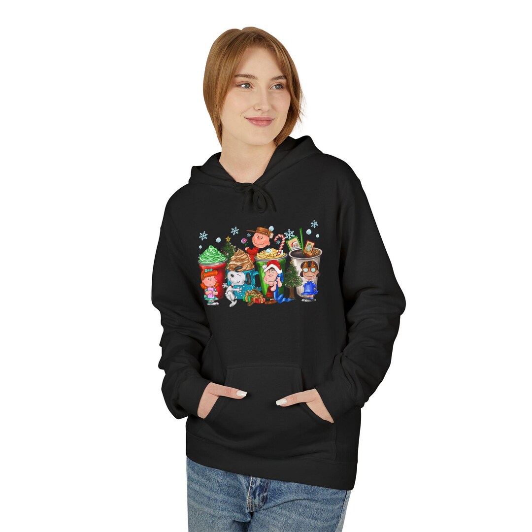 Holiday Hot Cocoa Peanut Characters Hoodie | Winter Drink Cartoon Crew ...
