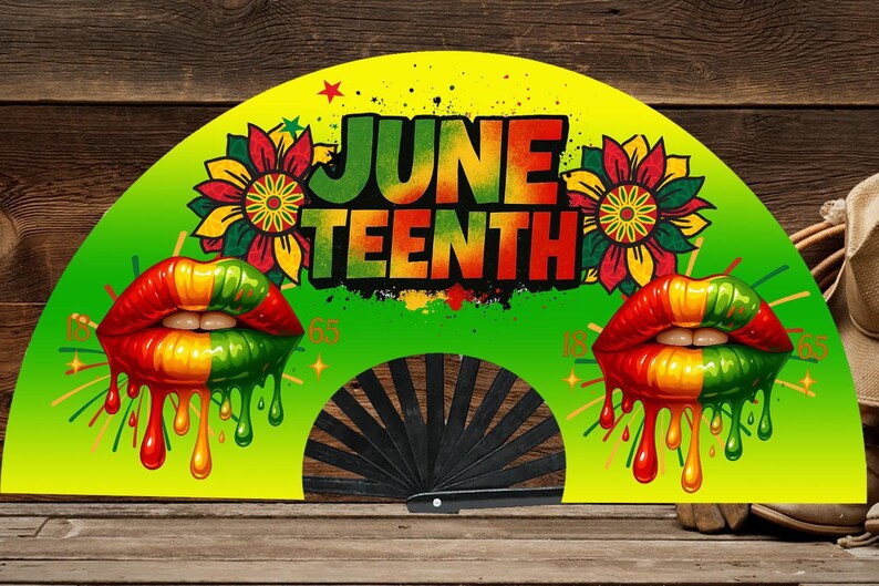 Juneteenth Fan Wrap PNG – RBG Lips Dripping Art With 1865 Flowers for ...