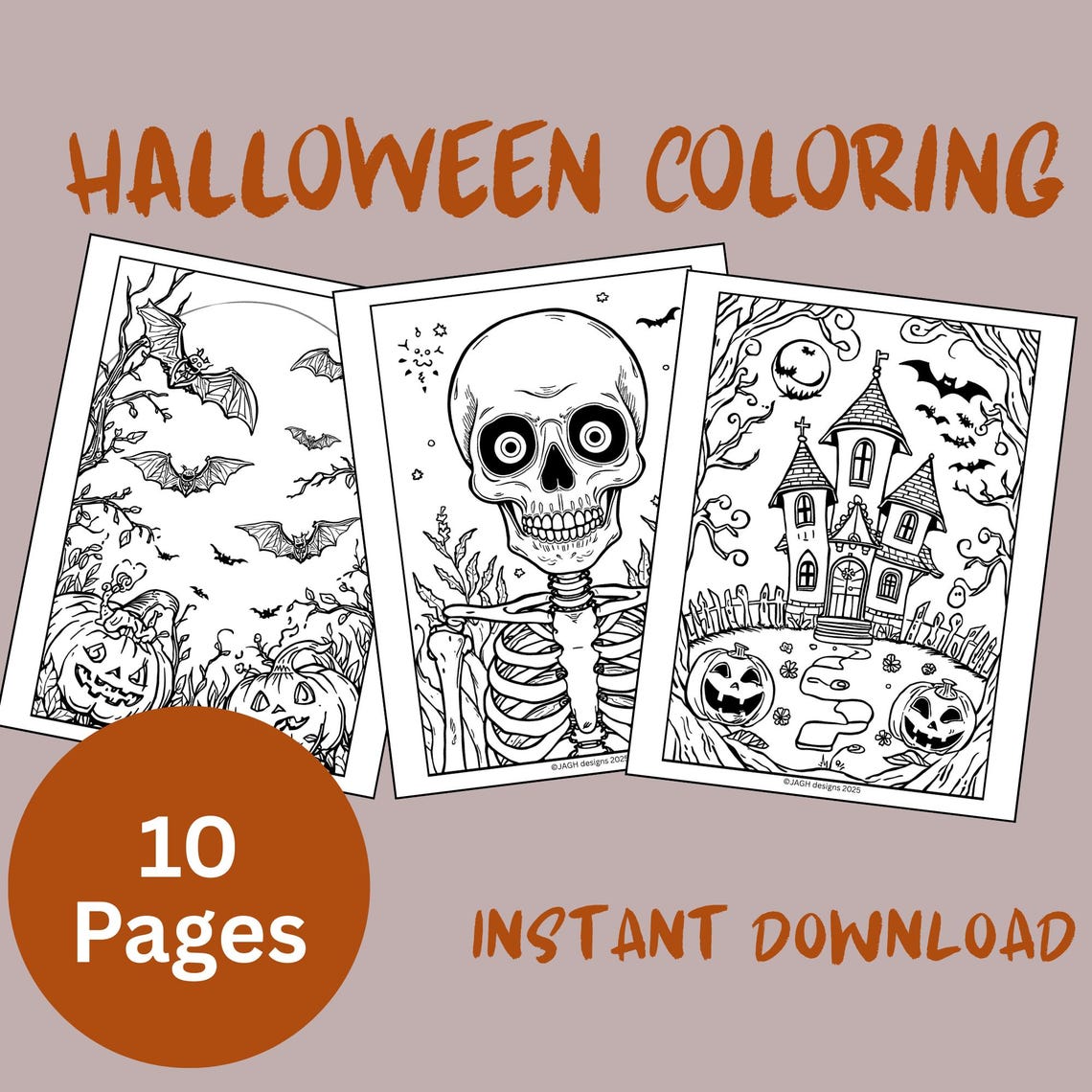 Spooky Halloween Coloring Pages: Printable Designs for Teens & Adults ...