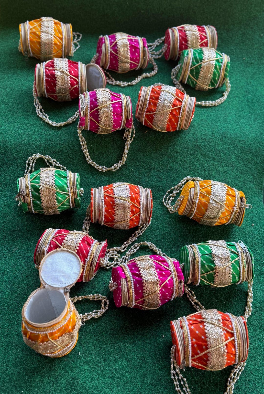 Kanjak Gifts - Handmade Leheriya Print Favor Bags: Indian Wedding ...