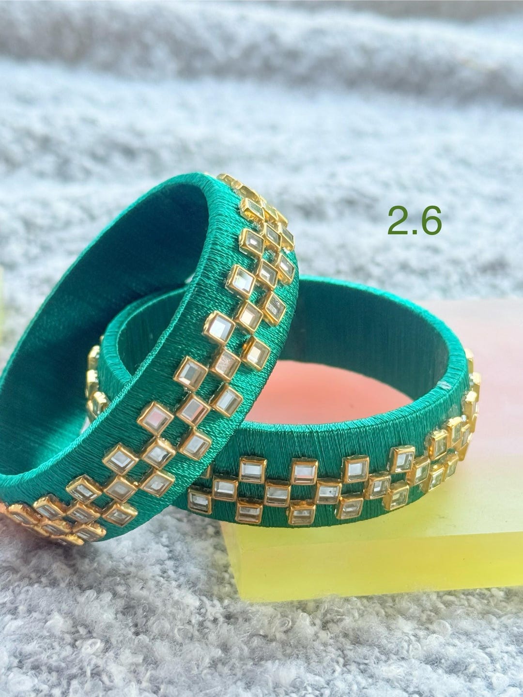 Silk Thread Kundan Bangle Pair: Ethnic Indian Jewelry, Size 2-6 - Etsy