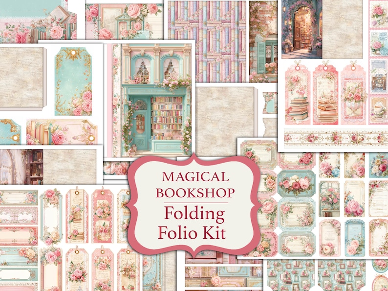 Magical Bookshop Themed Junk Journal Folio (folding Folio Kit With ...