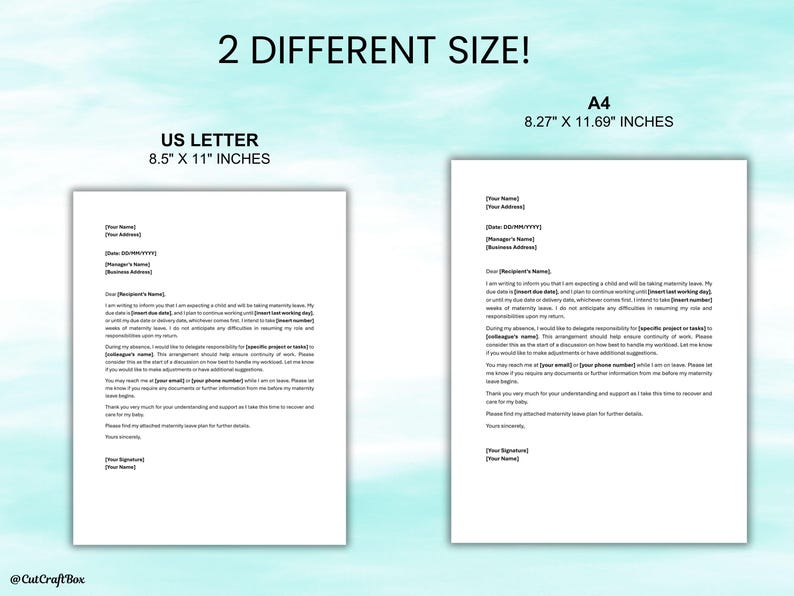 Editable Maternity Leave Letter Template: Printable PDF & Word (digital ...