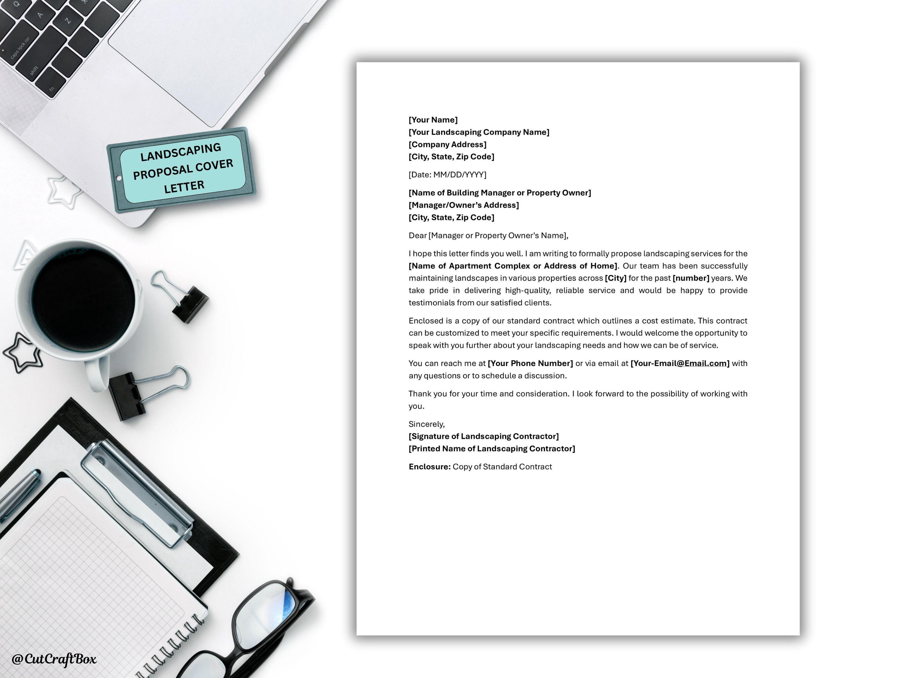 Editable Landscaping Proposal Cover Letter Template (US Letter & A4 ...