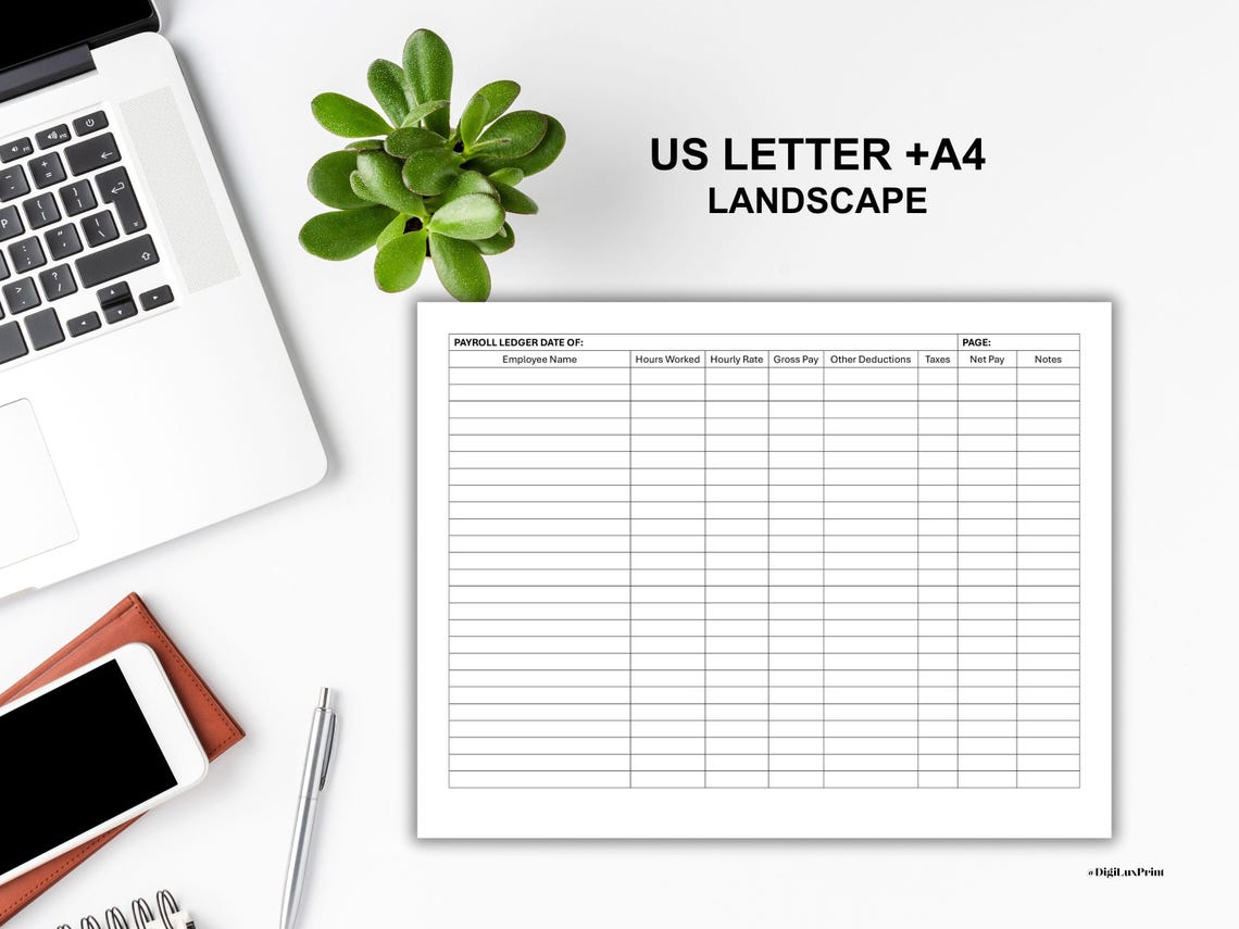 Editable Payroll Ledger Template: US Letter & A4 (digital Download) - Etsy