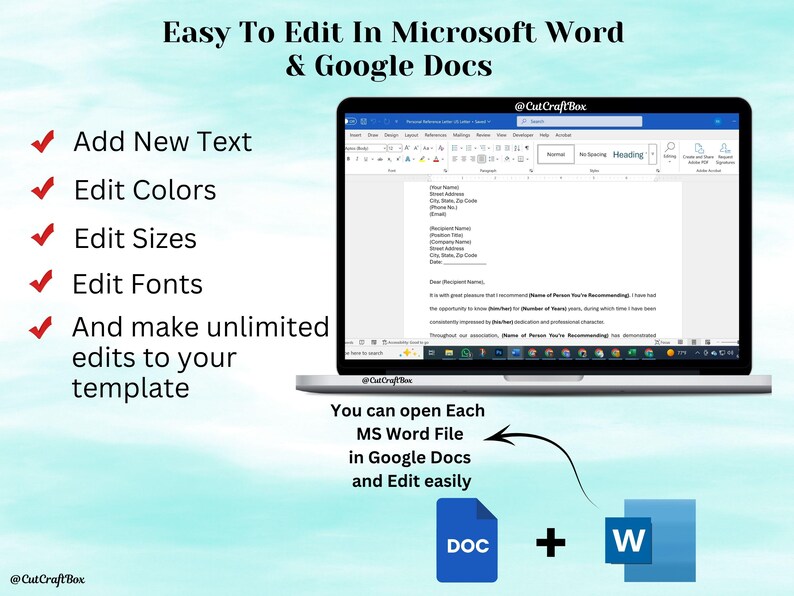 Editable Personal Reference Letter Template: Professional ...