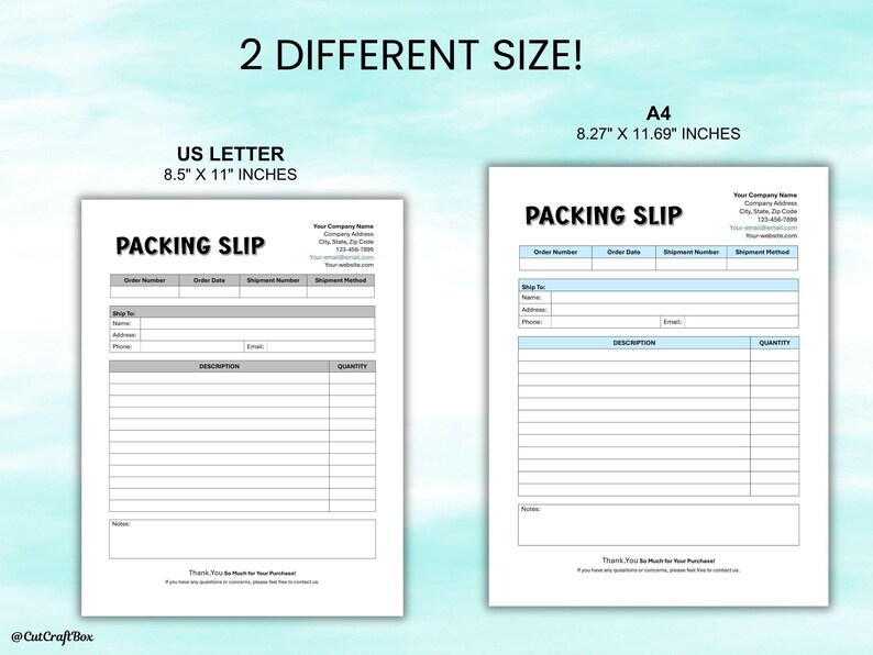 Editable Packing Slip Template: Small Business Order Form (digital ...