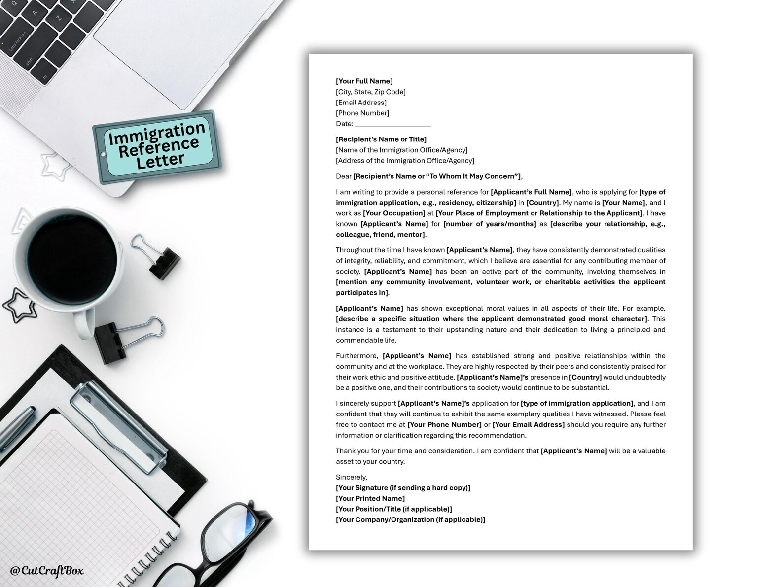 Immigration Reference Letter Template: Editable MS Word & PDF (digital ...