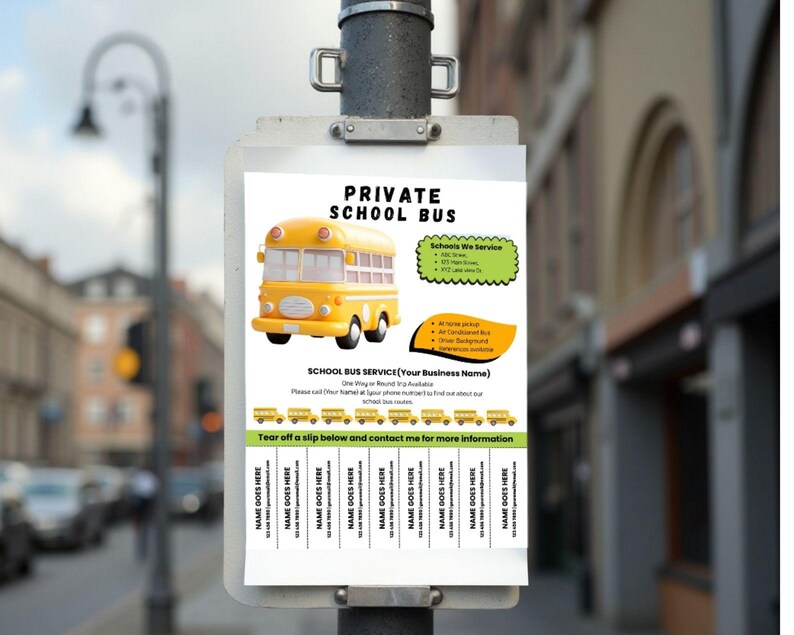 Private School Bus Flyer Template: Editable Canva Design (digital ...