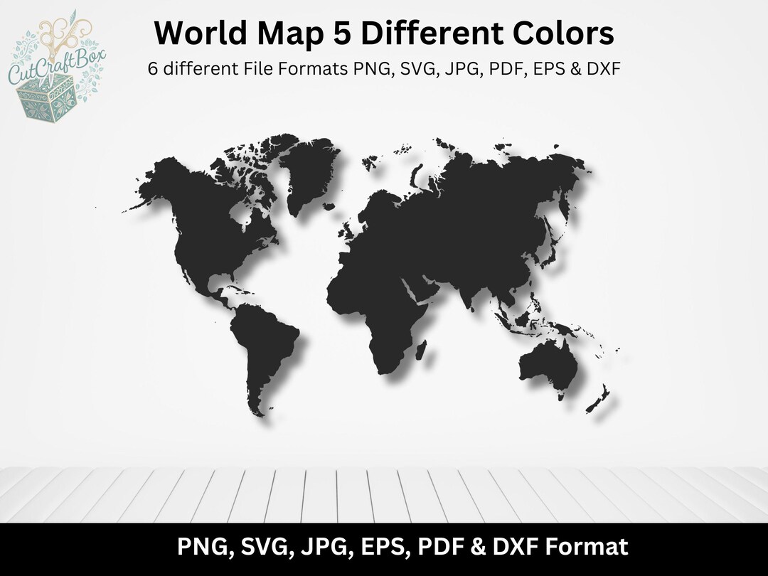World Map Vector File: 5 Colors, Laser Cut Design (digital Download) - Etsy
