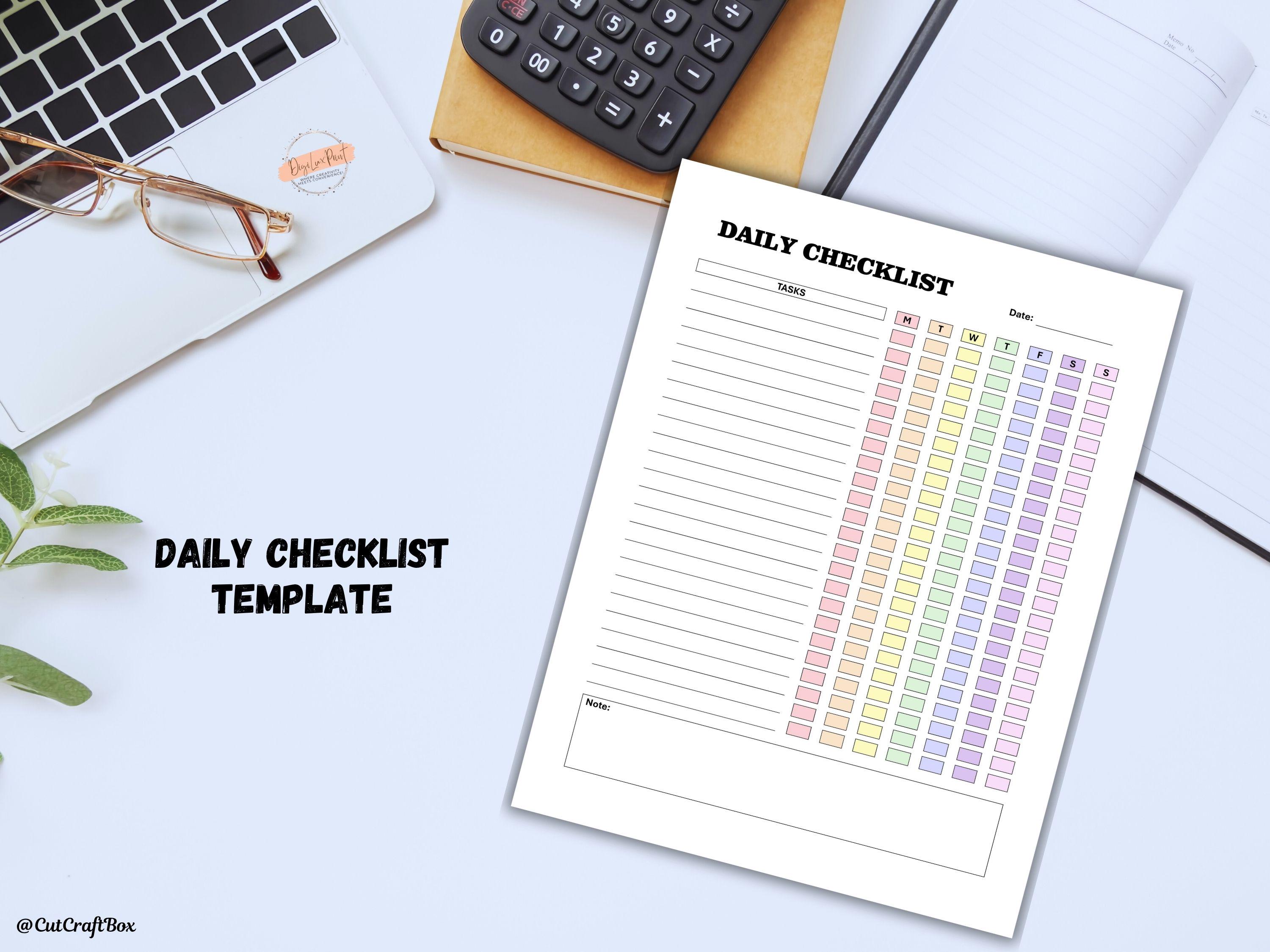 Editable Daily Checklist 2 Different Colors Weekly Habits Daily Tasks ...