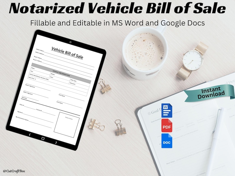Notarized Vehicle Bill of Sale Template Motor Vehicle Bill of Sale ...