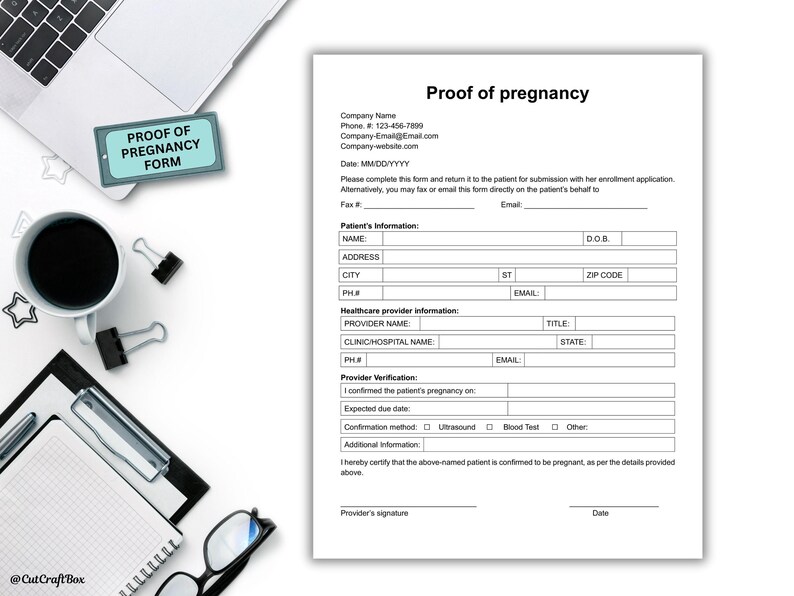 Editable Verification Proof of Pregnancy Form Template Pregnancy ...
