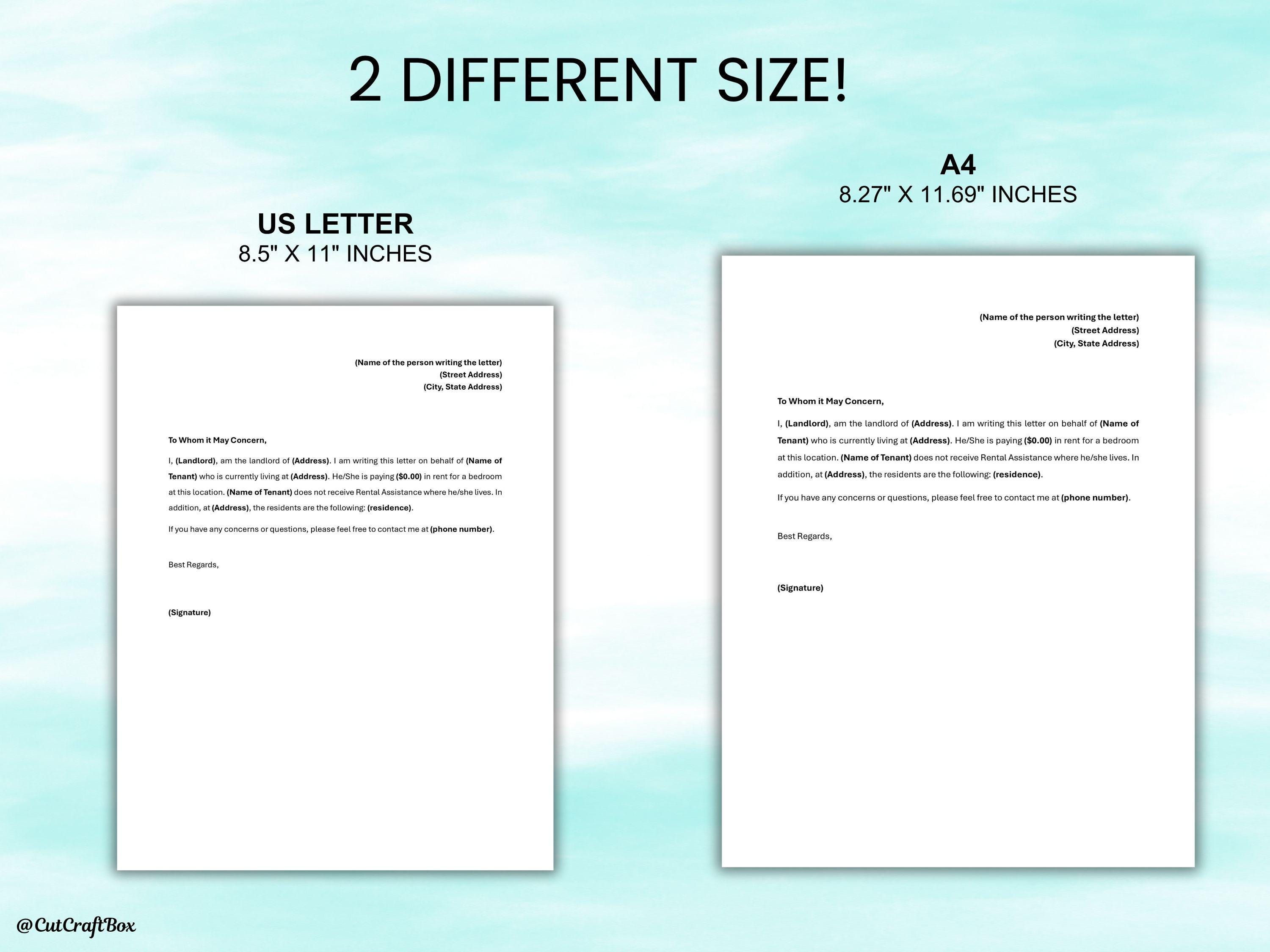 Landlord Rent Verification Letter Template: Editable Rental Proof ...