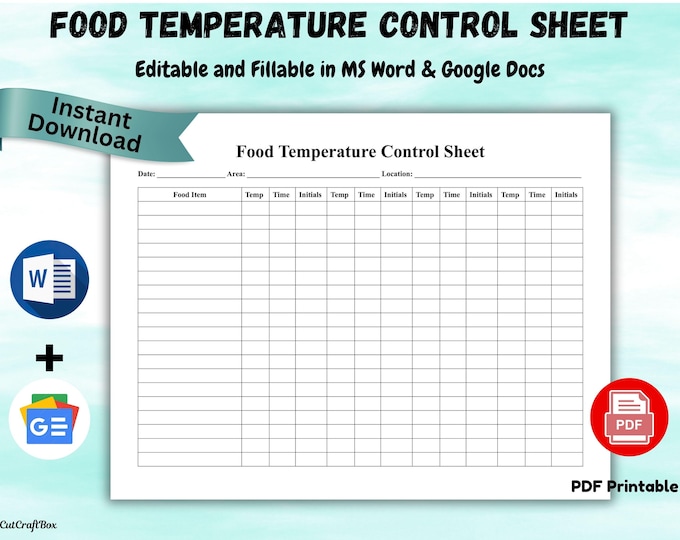 Hot Food Temperature Log, Hot Food Record Sheet, Editable Canva ...